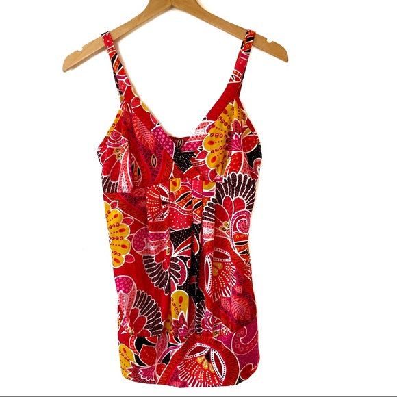 Robin K | Tops | Red Orange And Pink Paisley Robin K Tank Top | Poshmark